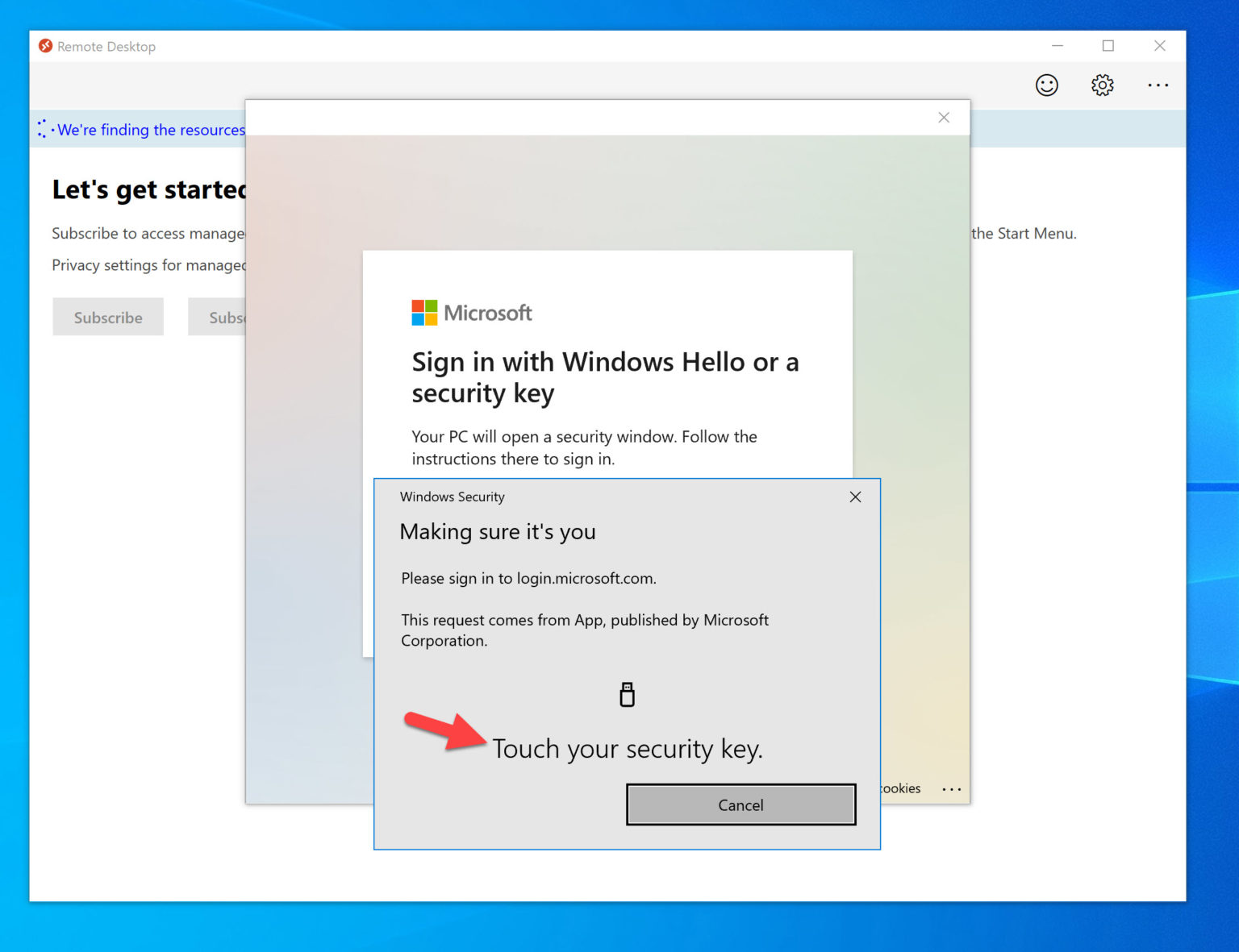 Using Windows Hello FIDO2 capability with web browsers, Microsoft WVD ...